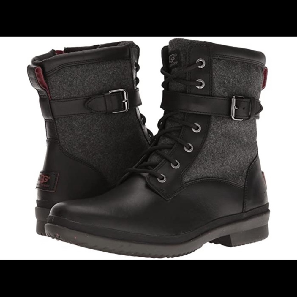 Ugg Kesey Sherpa Lined Leather Combat Boots 75 $160 S… - Gem